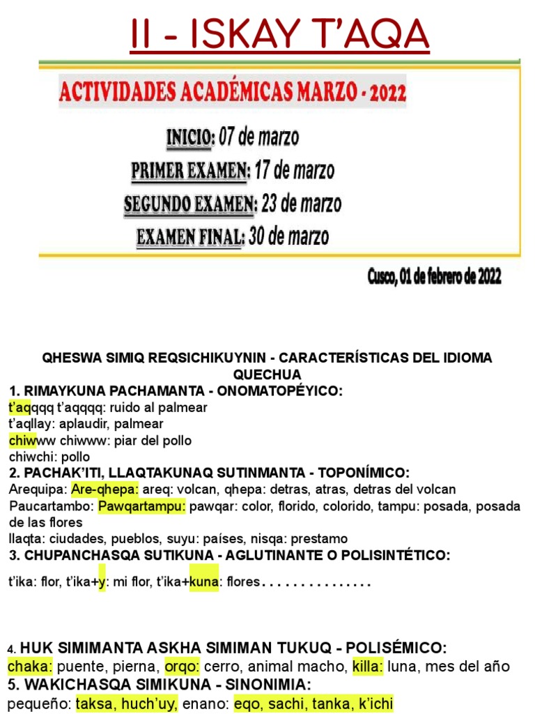 Ii - Iskay T'aqa | PDF | Mano | Plural