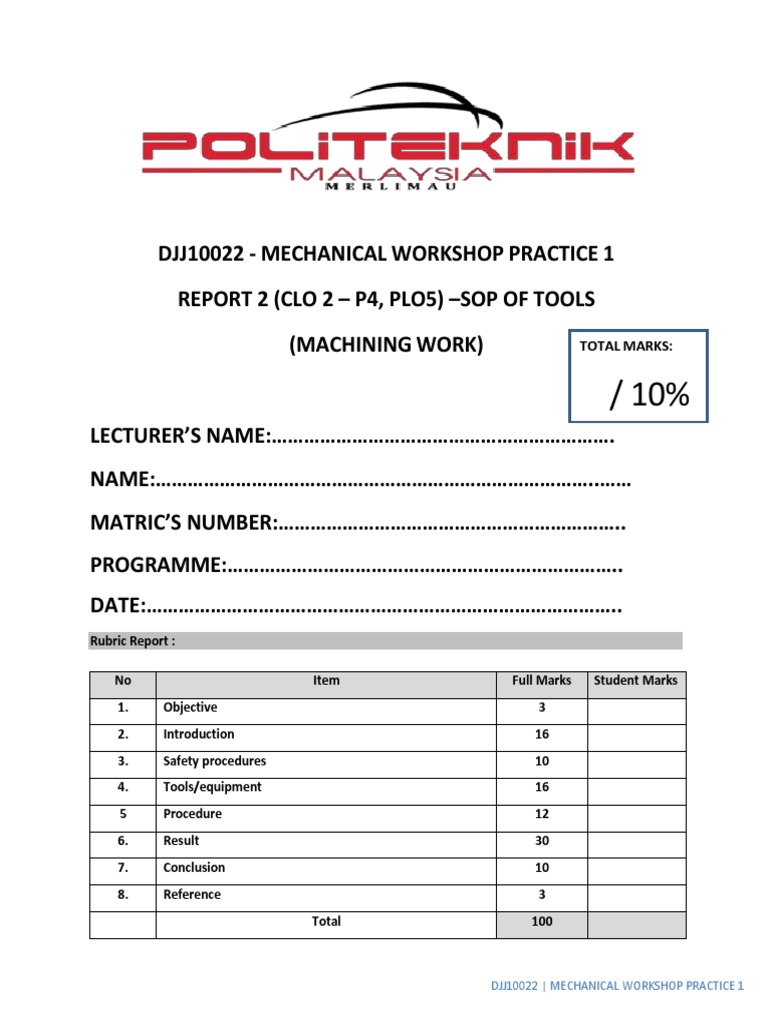 Report Machining Report 2 DJJ10022 Dis 2020 | PDF | Angle | Tools