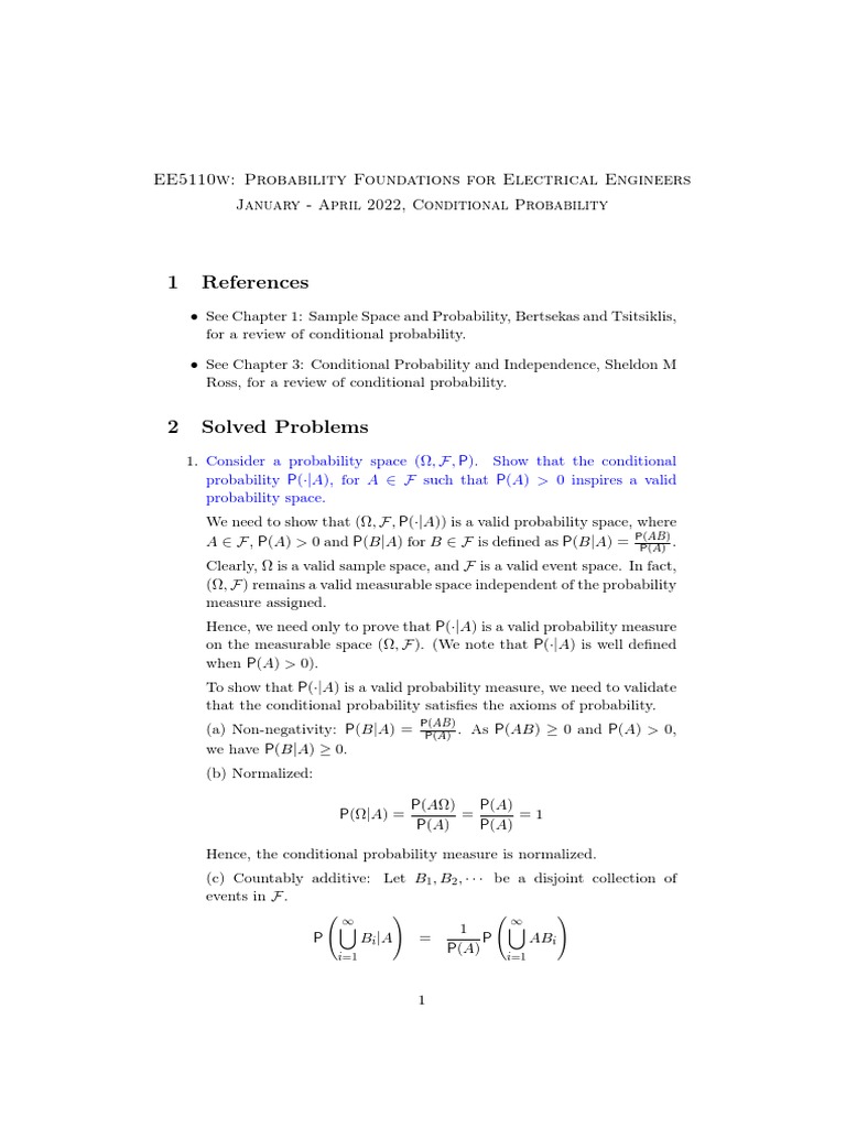 Problem Set Conditional Probability | PDF | Measure (Mathematics) | Probability