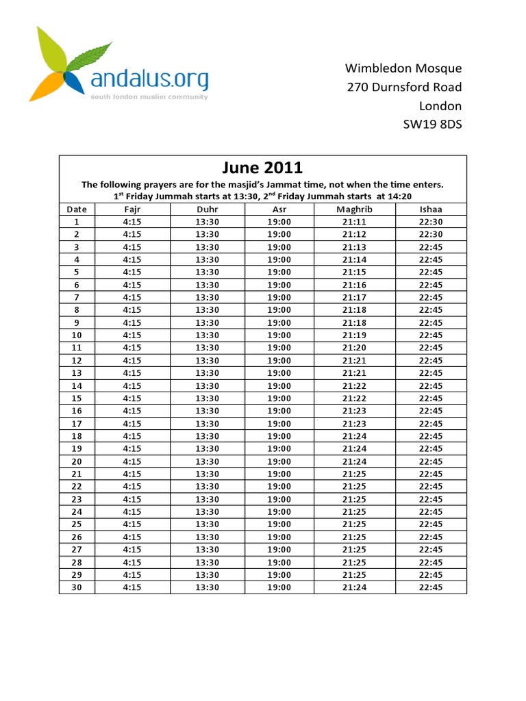 Wimbledon Mosque - June 2011 | PDF | Mosque | Abrahamic Religions