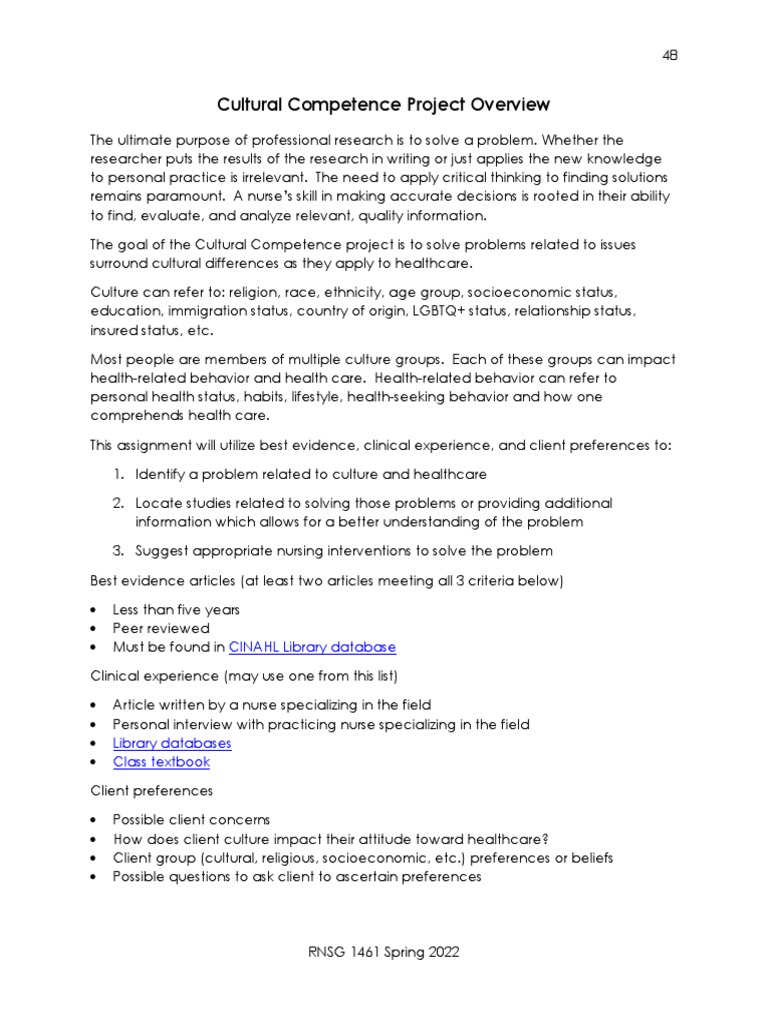 Cultural Competence Assignment | PDF | Health Care | Citation