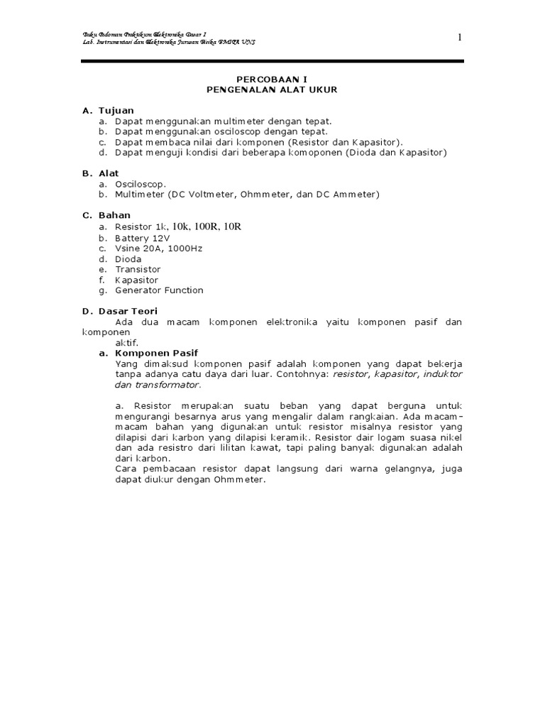 Modul Pengenalan Alat Ukur Elektronika | PDF
