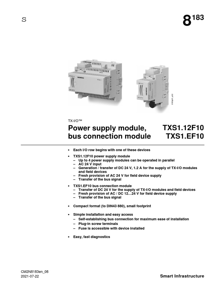 A6V10068547 - Power Supply Module TXS1.12F10 Bus Connection Mod - en ...