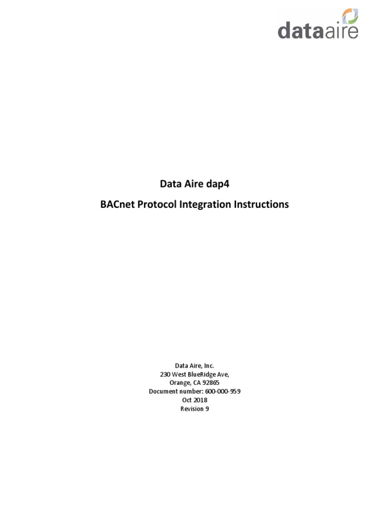 Data Aire Dap4 Bacnet Protocol Integration Instructions | PDF | Computer Network | Internet ...