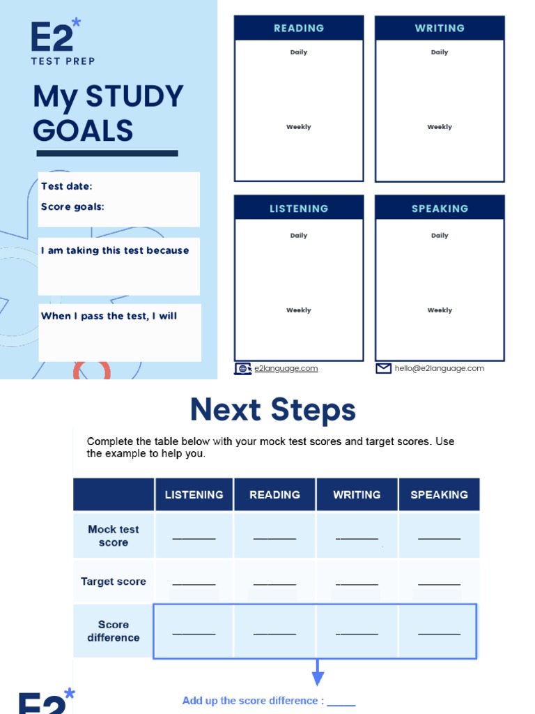 My Study Goals: Reading Writing | PDF