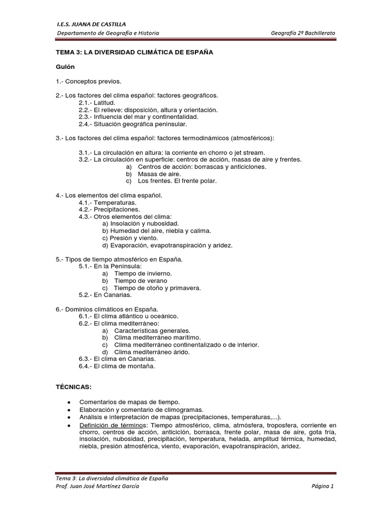 Tema 3 El Clima de España | PDF | Clima | Herida