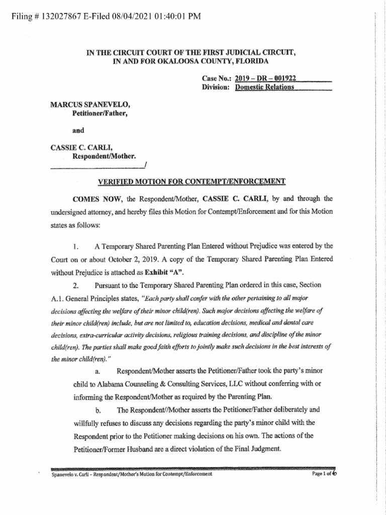 8-4-21 Motion For Contempt (M) | PDF