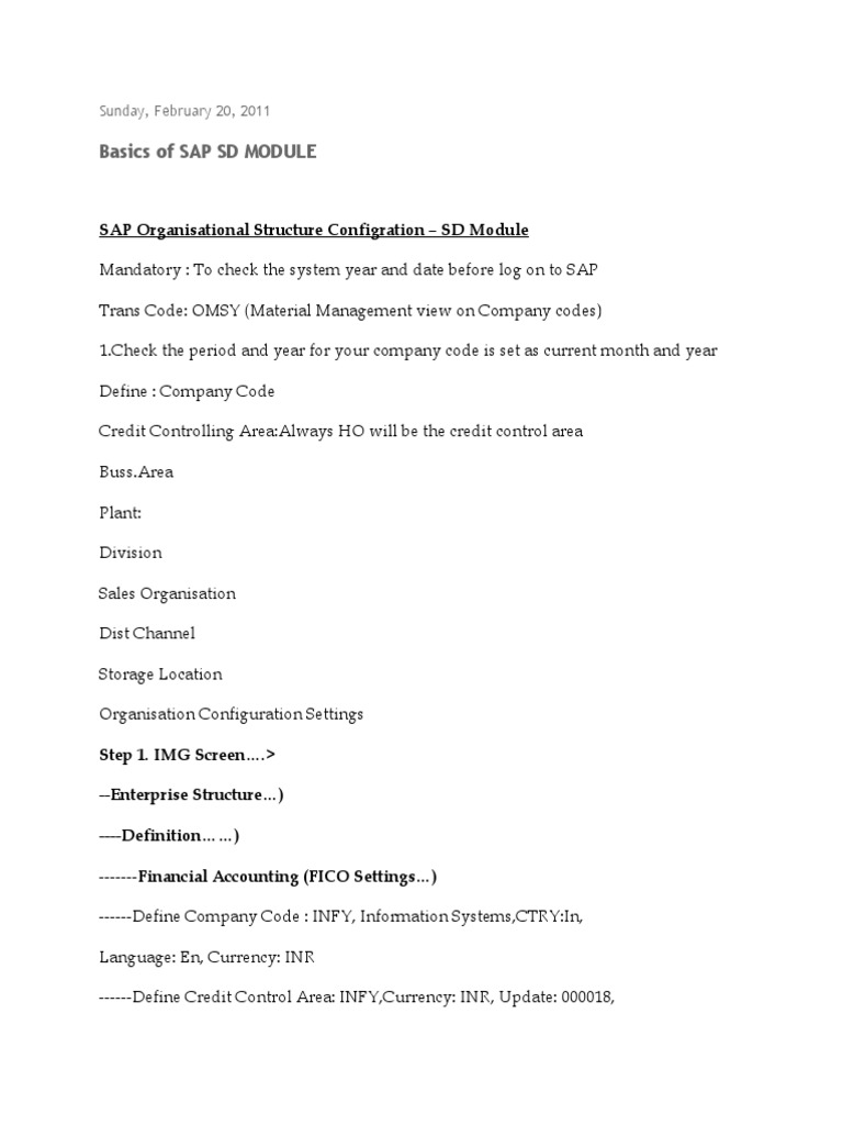 Basics of Sap SD Module | PDF | Invoice | Sales