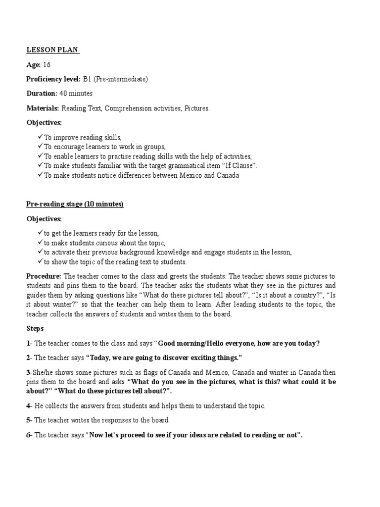 Reading Lesson Plan Tesol Son Hali - Edited | PDF | Reading ...