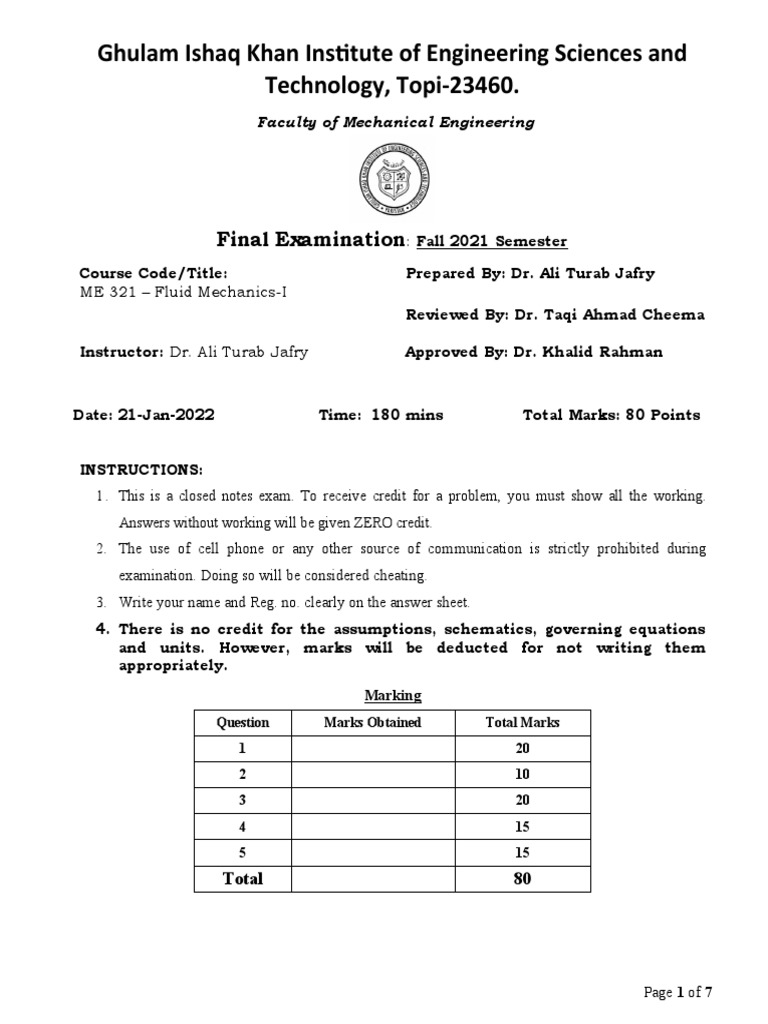 ME 321 Final Term Exam OBE Format - CLO Mapping | PDF | Turbine | Thrust