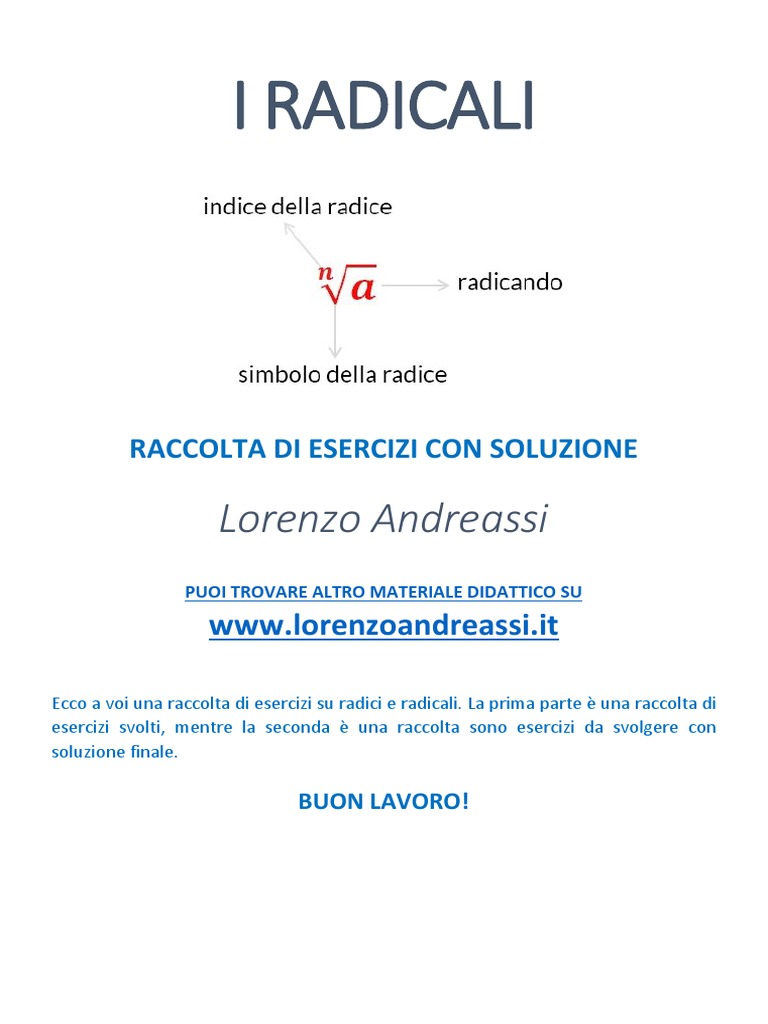 Esercizi Radicali Radici | PDF