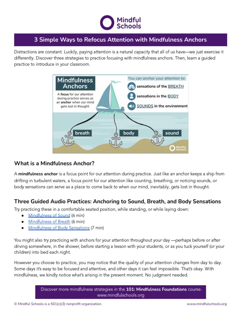 Mindful Schools Mindfulness Anchors PDF | PDF | Mindfulness | Experience