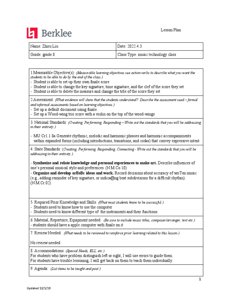Music Tech Lesson: Finale Setup Guide | PDF | Lesson Plan | Behavior ...