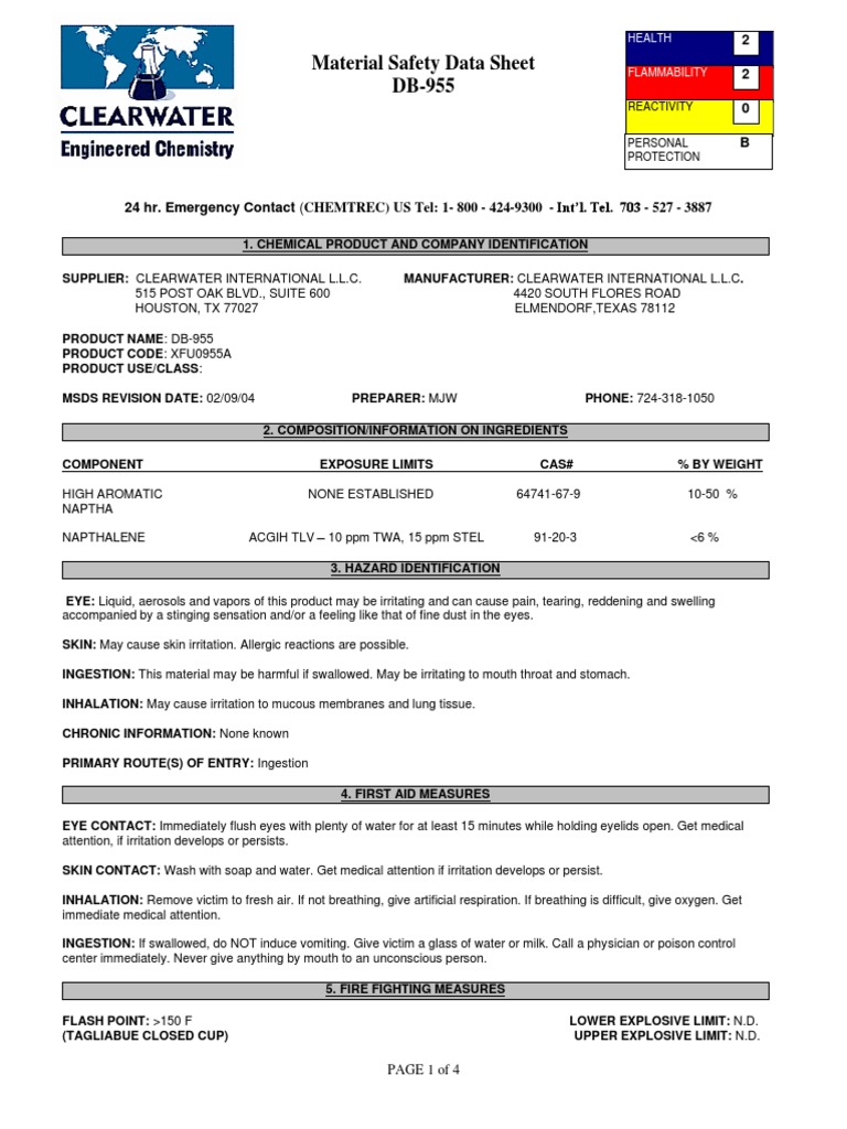 MSDS Emulsion Breaker Pertamina Salawati | PDF | Dangerous Goods ...