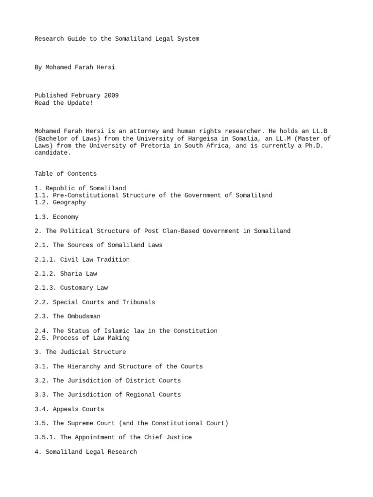 Somaliland Legal System | PDF | Somalia | Supreme Courts