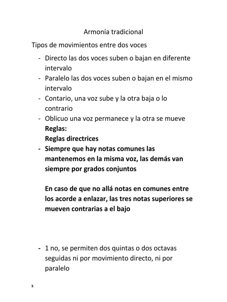 Movimientos y reglas en armonía tradicional | PDF | Acorde (Música ...