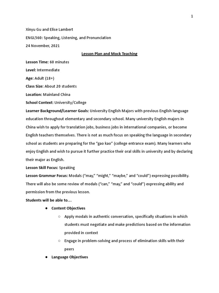 Engl560 Lesson Plan and Mock Teaching | PDF | Lesson Plan | Werewolves