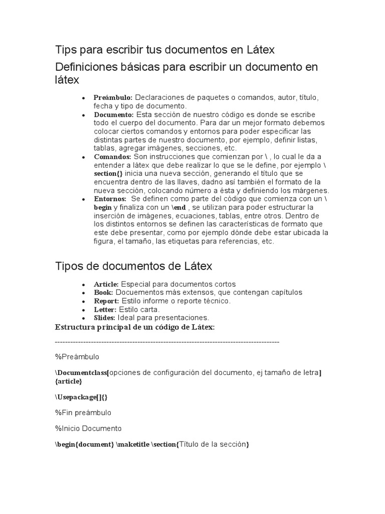 Guía para Escribir en LaTeX | PDF | Métodos y materiales de enseñanza
