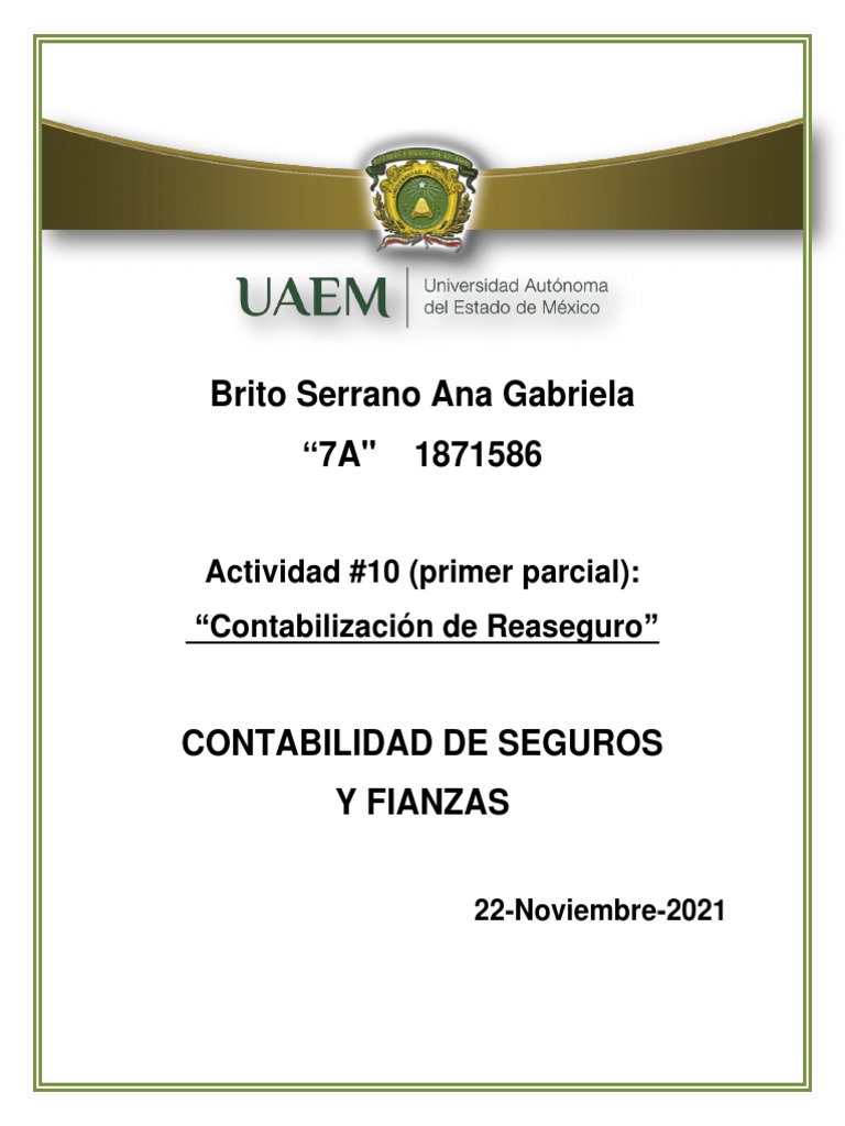 Tarea #10 (Segundo Parcial) | PDF | Reaseguro | Contabilidad