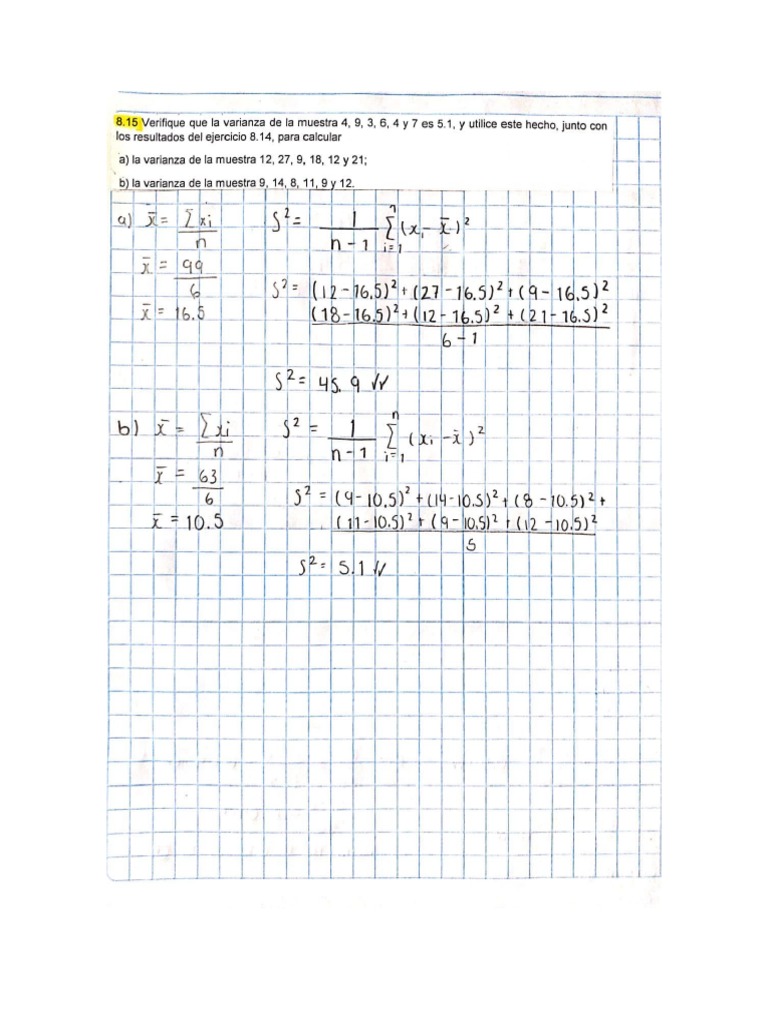 Est 1 Ejercicios 8.15 | PDF