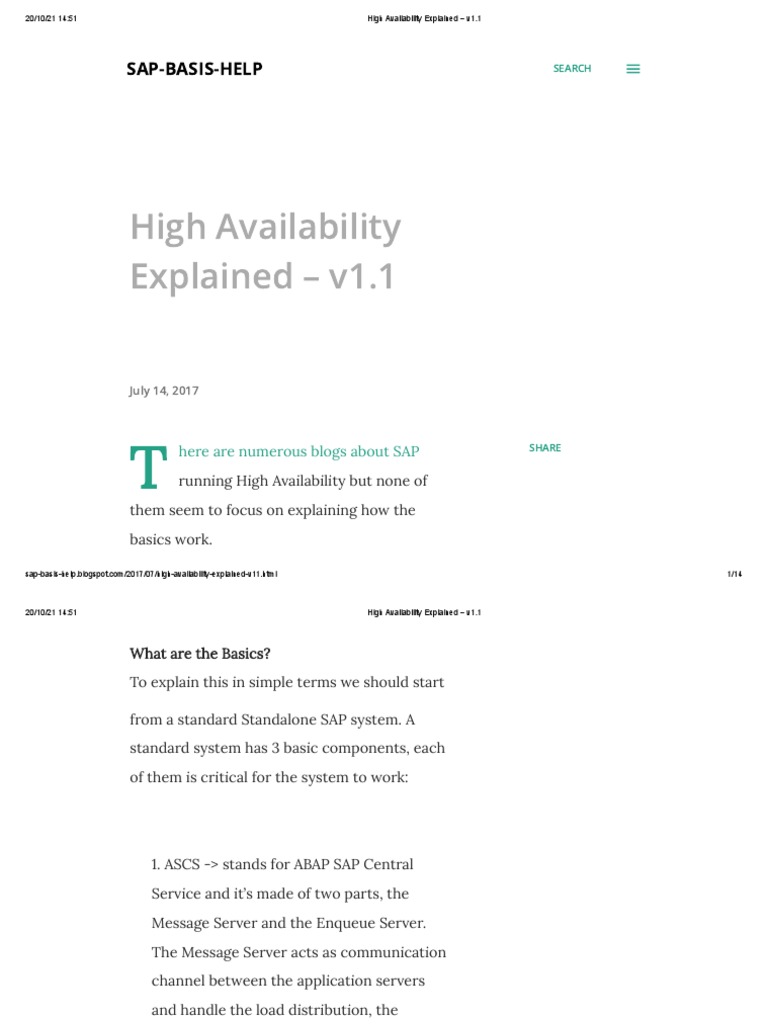 High Availability Basics for SAP Systems | PDF | Computer Science ...