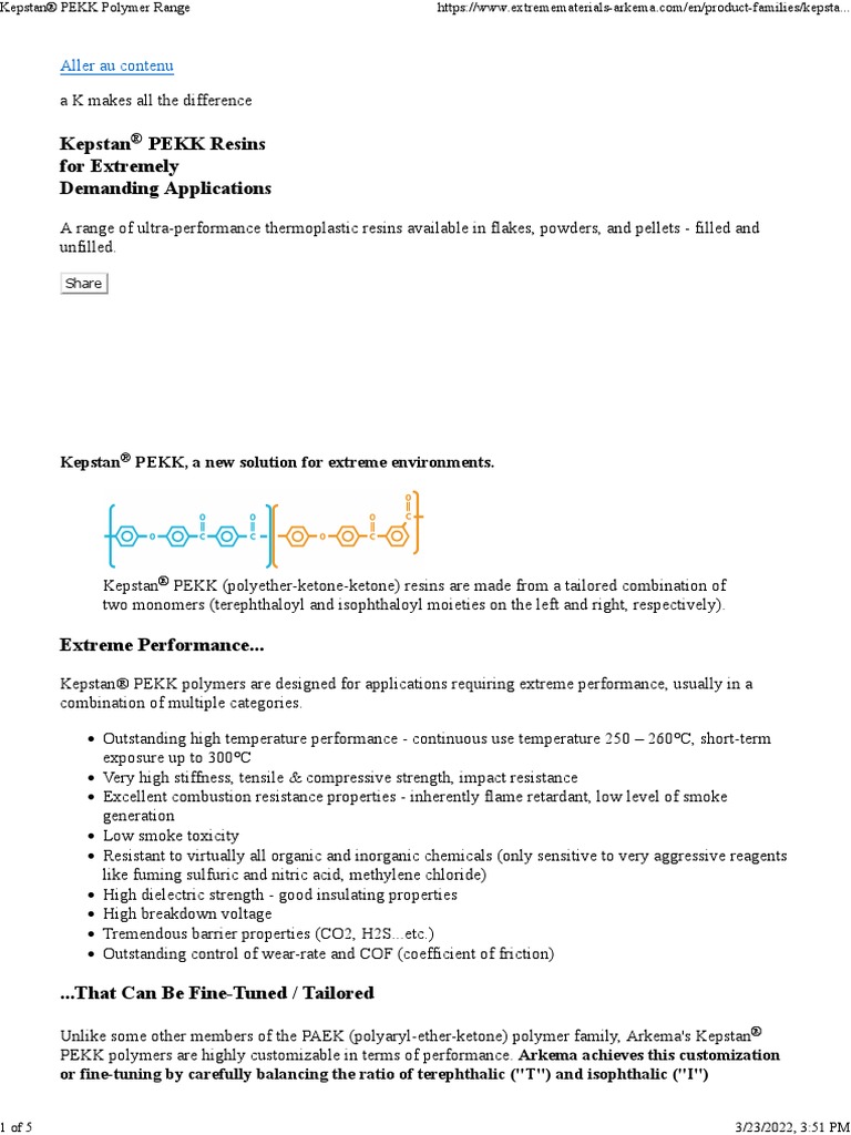 Kepstan® PEKK Polymer Range | PDF | Polymers | 3 D Printing