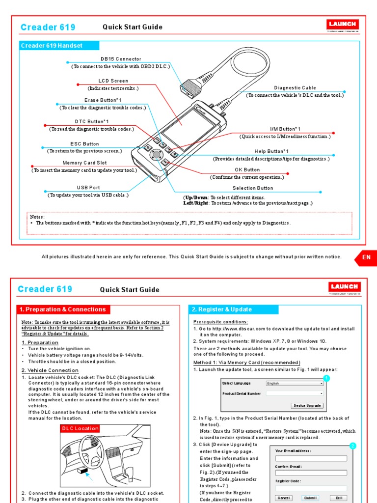 Launch Creader 619 Code Reader Manual | PDF | Electrical Connector | Booting