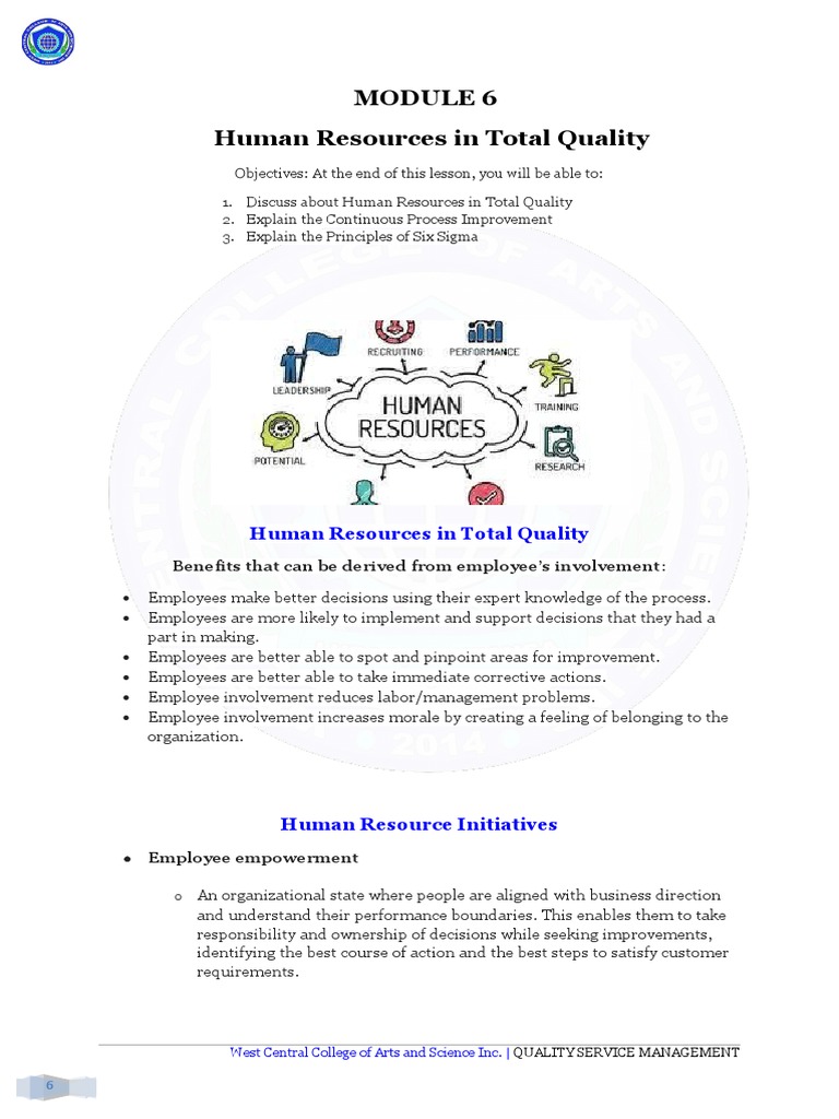 MODULE 6 Quality Service Management | PDF | Six Sigma | Cognition