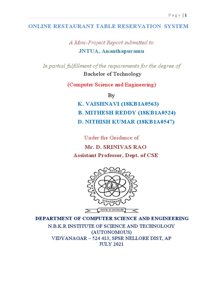 Online Restaurant Table Reservation Management System | PDF | Graphical ...