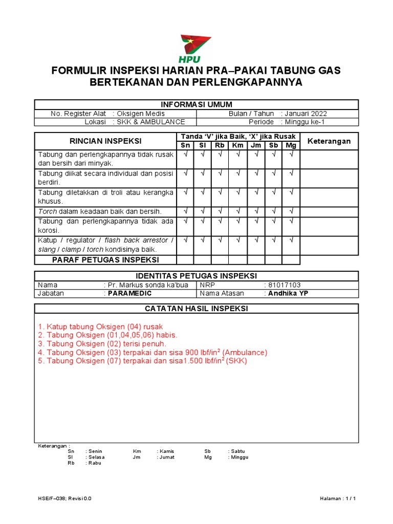 Inspeksi Tabung Gas Bertekanan Week 1 | PDF
