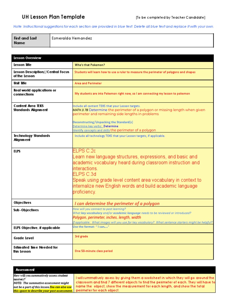 Perimeter Lesson Plan | PDF | Educational Assessment | Lesson Plan