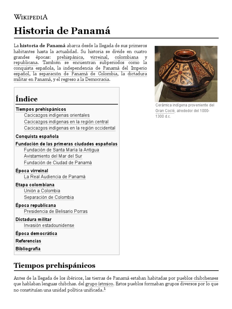 Historia de Panamá: Cuatro Épocas Clave | PDF | Panamá | Colombia