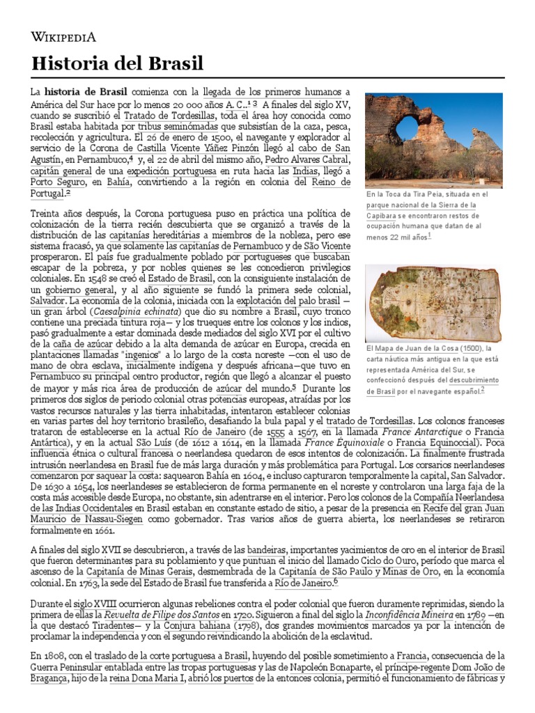 Historia Del Brasil - Wikipedia, La Enciclopedia Libre | PDF | Brasil