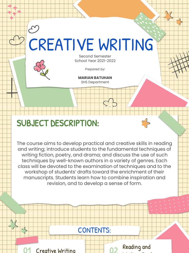 Creative Writing Week 1 and 2 | PDF | Taste | Creative Writing