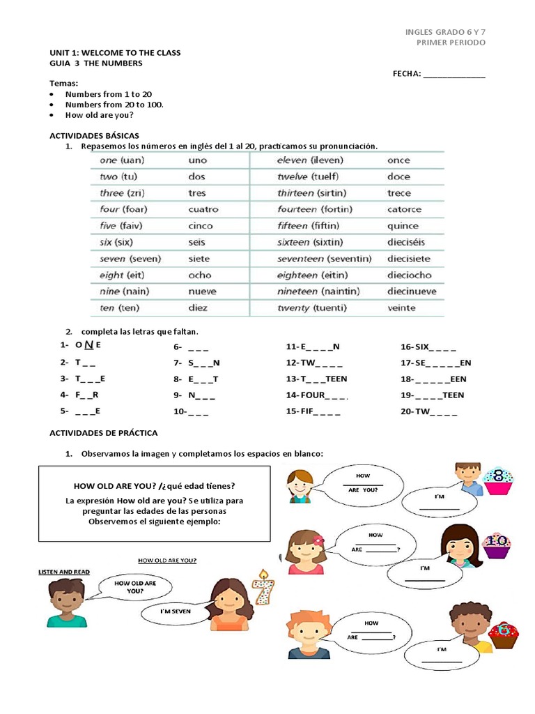 Números en inglés del 1 al 100: Una guía para la práctica de ...