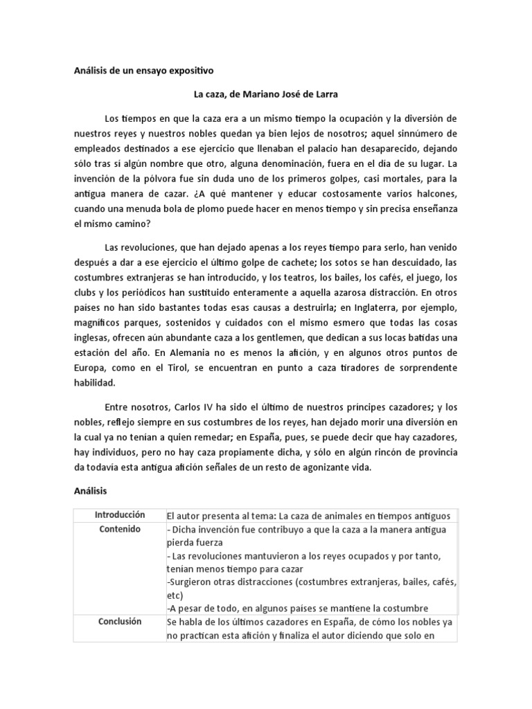 Ejemplo Ensayo Expositivo | PDF | Caza