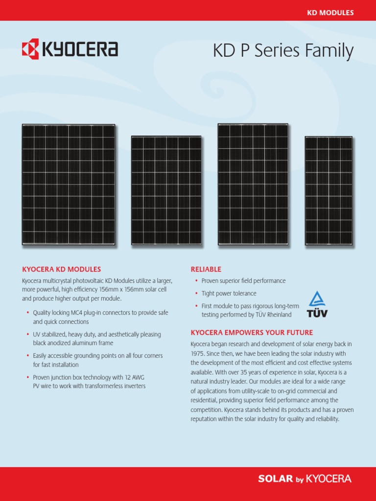 KD P Series Family: Kyocera KD Modules Reliable | PDF | Photovoltaics ...
