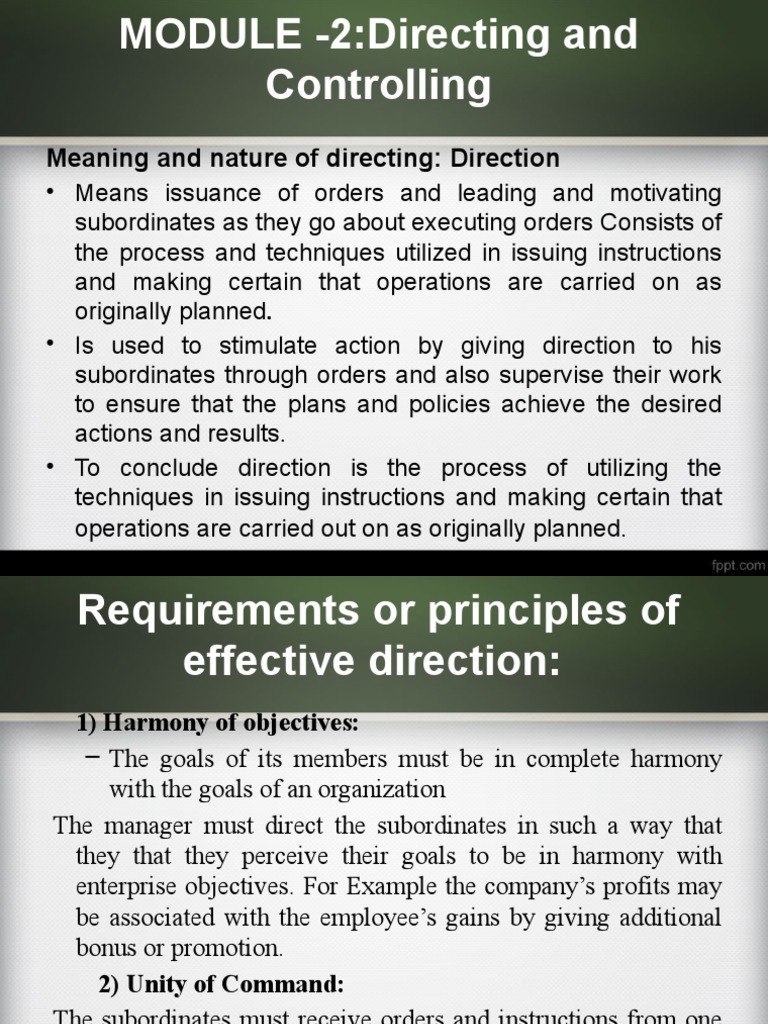 Meaning and Nature of Directing: Direction | PDF | Leadership | Motivational