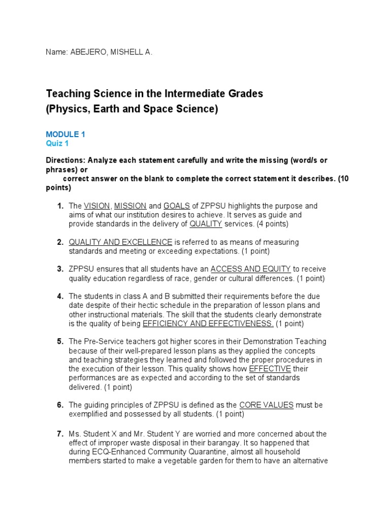 Teaching Science in The Intermediate Grades (Physics, Earth and Space ...