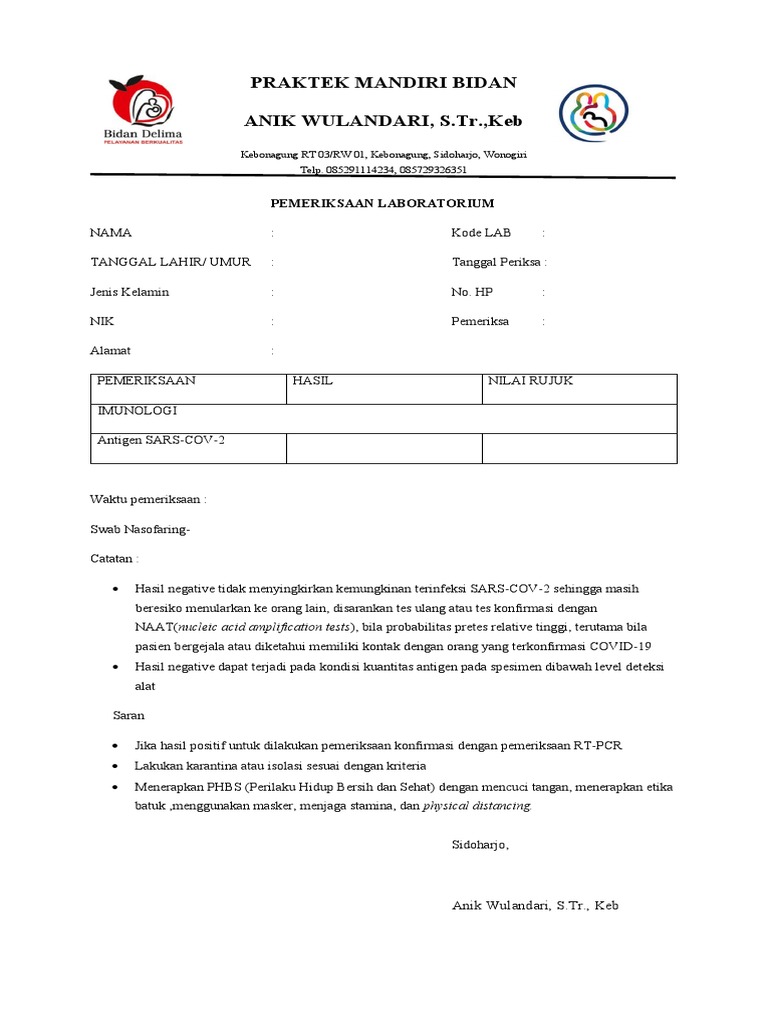 Surat Hasil Lab | PDF