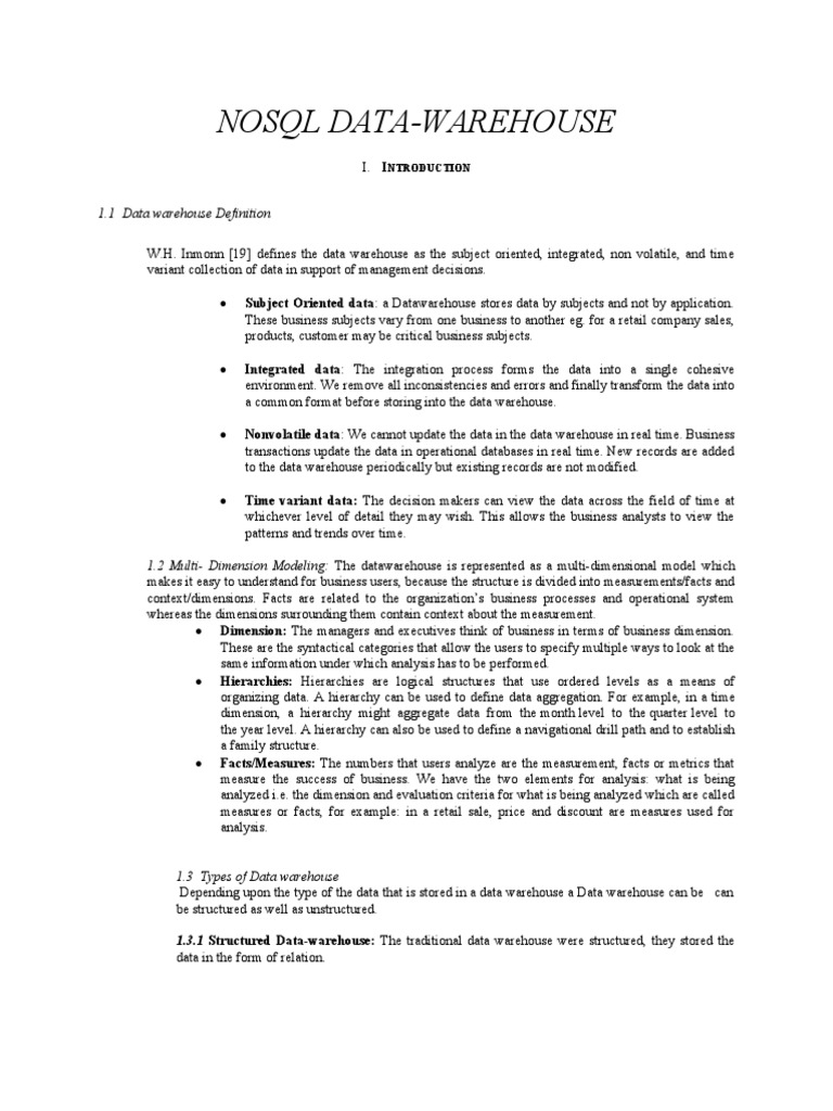Nosql Datawarehouse | PDF | No Sql | Data Warehouse