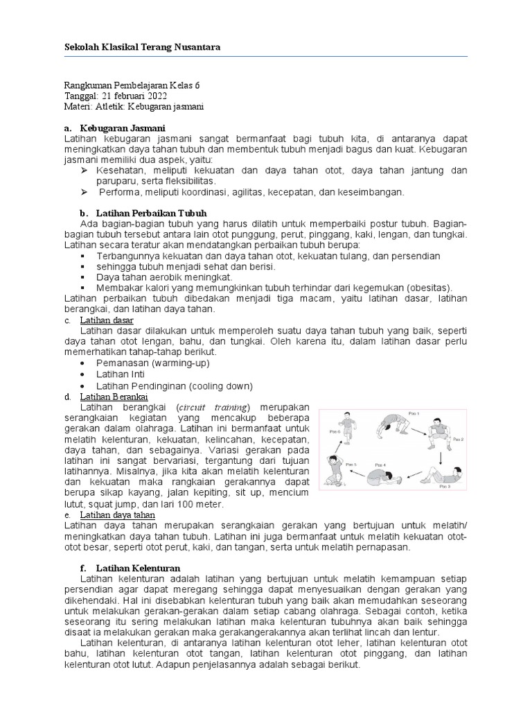 Materi Kebugaran Jasmani Kelas 6 | PDF