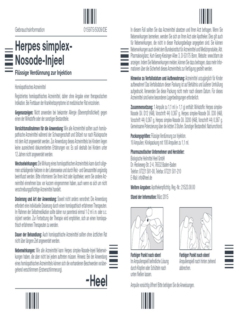 Herpes Simplex Nosode Injeel e 015975 BPZ | PDF