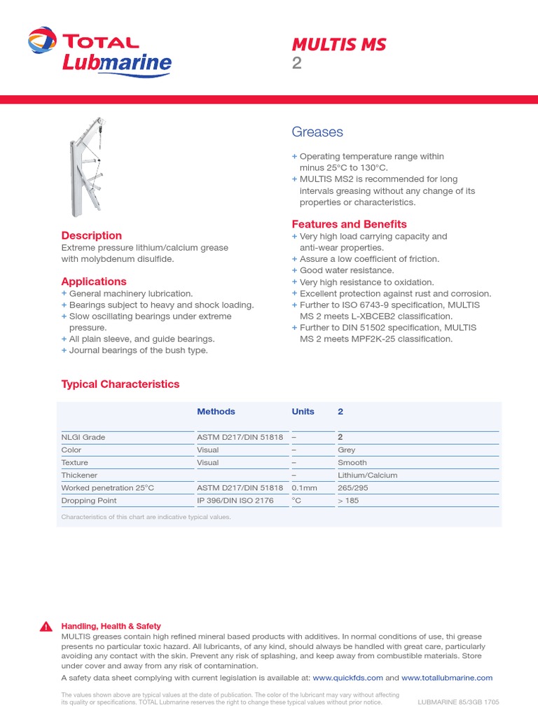 Multis-Ms-2 TDS v171023 | Download Free PDF | Lubricant | Bearing ...