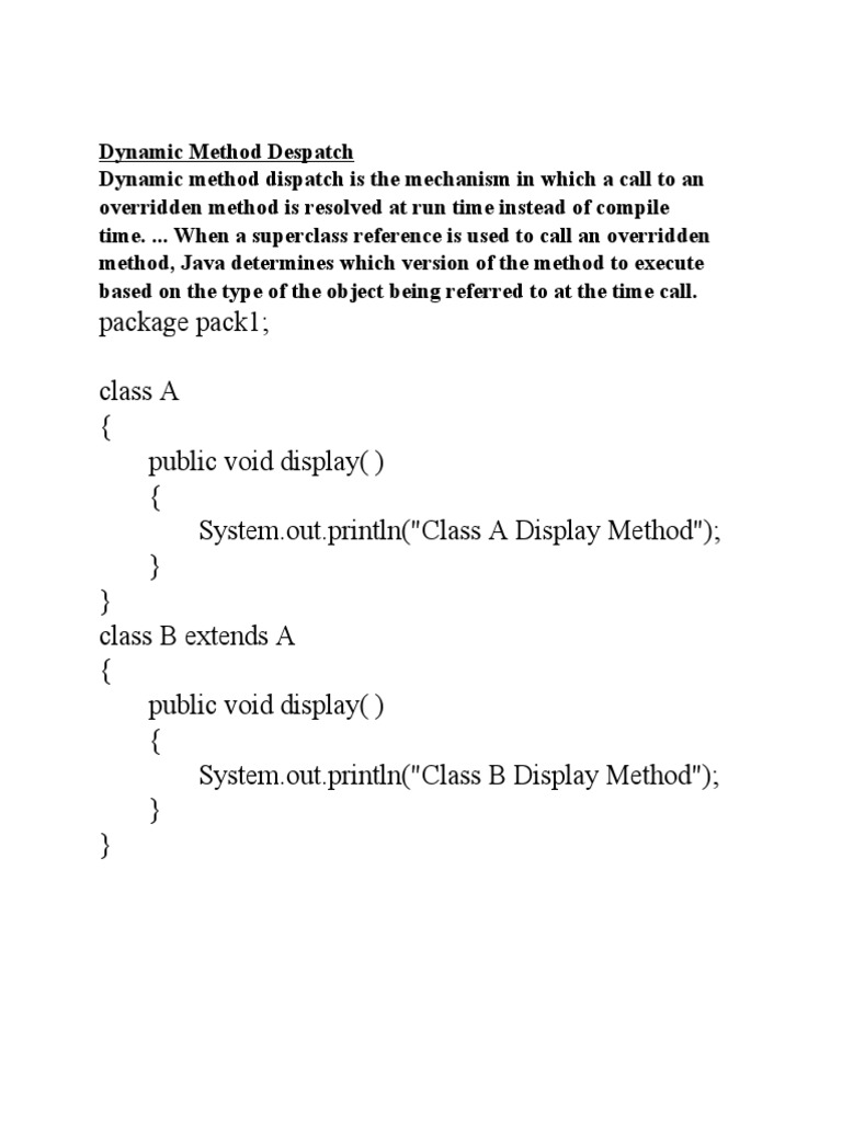 Dynamic Method Dispatch | PDF