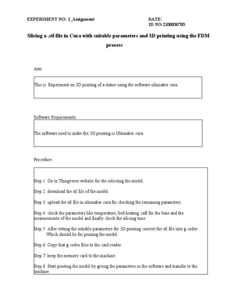 Slicing A .STL File in Cura With Suitable Parameters and 3D Printing ...