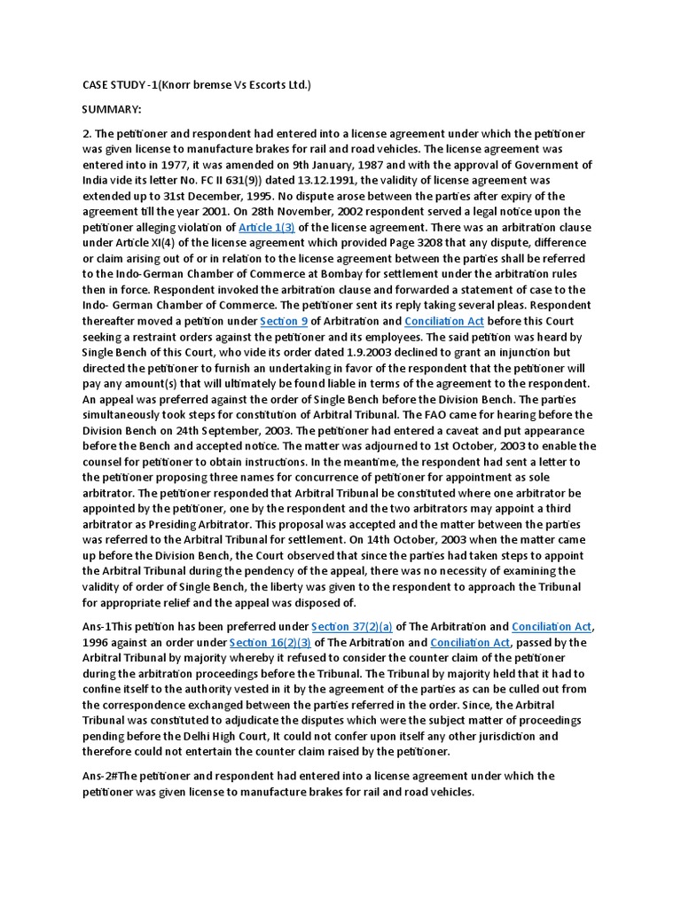 Case Study-1 Solutions | PDF | Tribunal | Arbitration