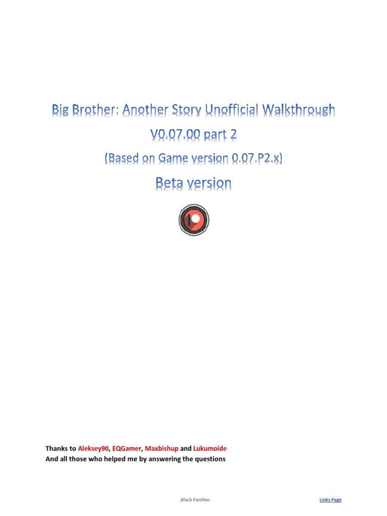 BBAS Big Brother Another Story Walkthrough | PDF | Bathroom