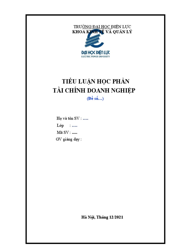 NKG ĐỀ SỐ 1- TIỂU LUẬN TCDN EPU | PDF