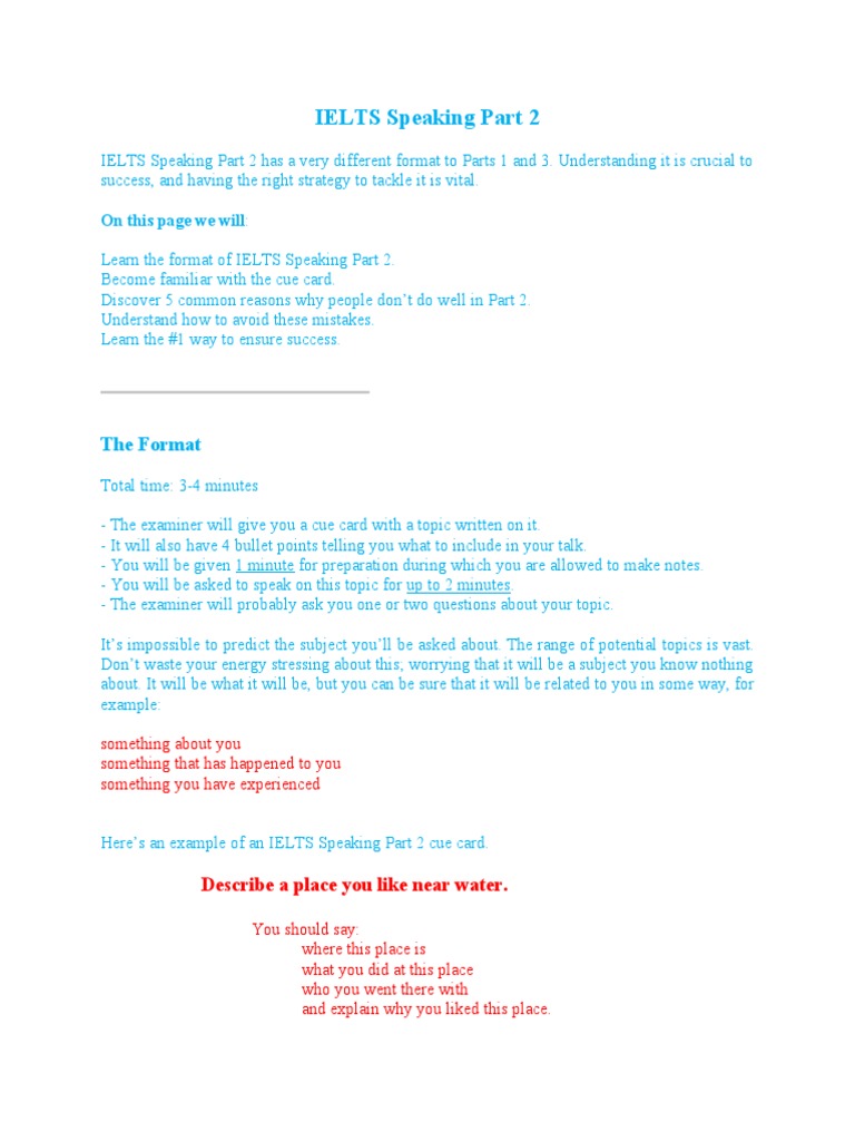 IELTS Speaking Part 2 | PDF | Fluency | Cognition